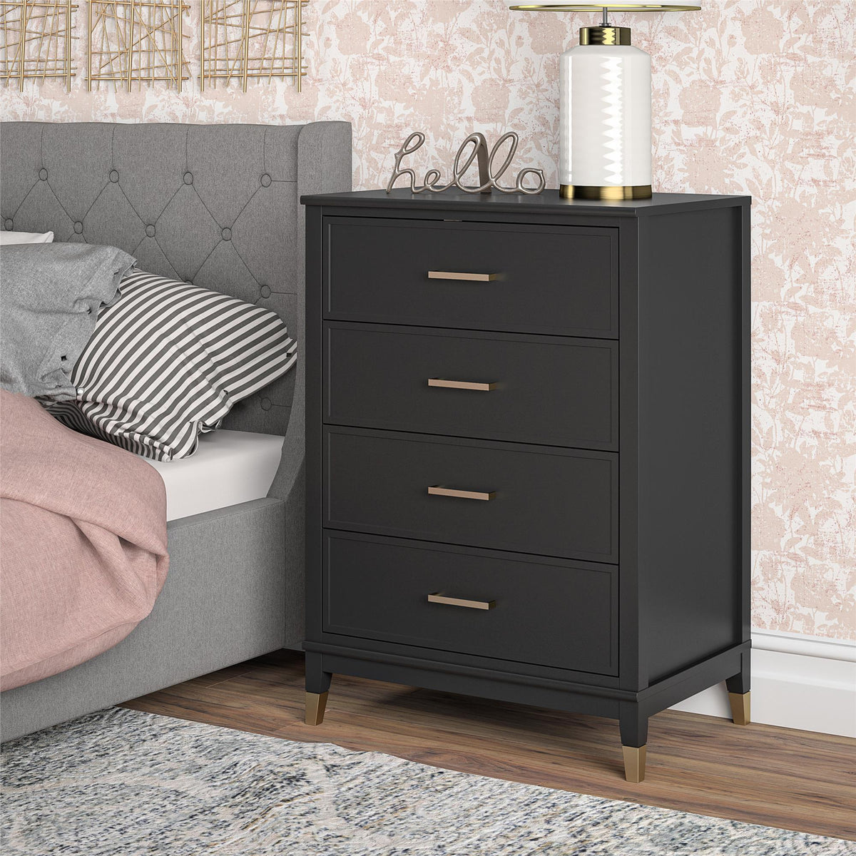 COSMOLIVING WESTERLEIGH 4 DRAWER DRESSER BLACK Dorel Home Europe