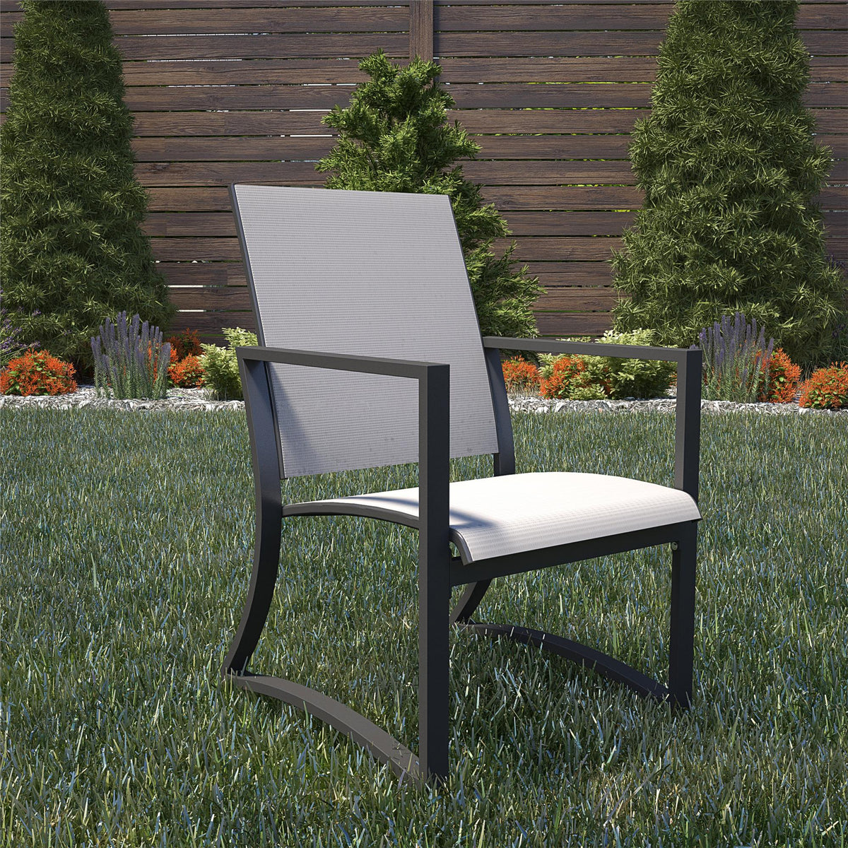 COSCO OUTDOOR FURNITURE, PATIO DINING CHAIRS, 6 PACK, LIGHT GRAY SLING ...